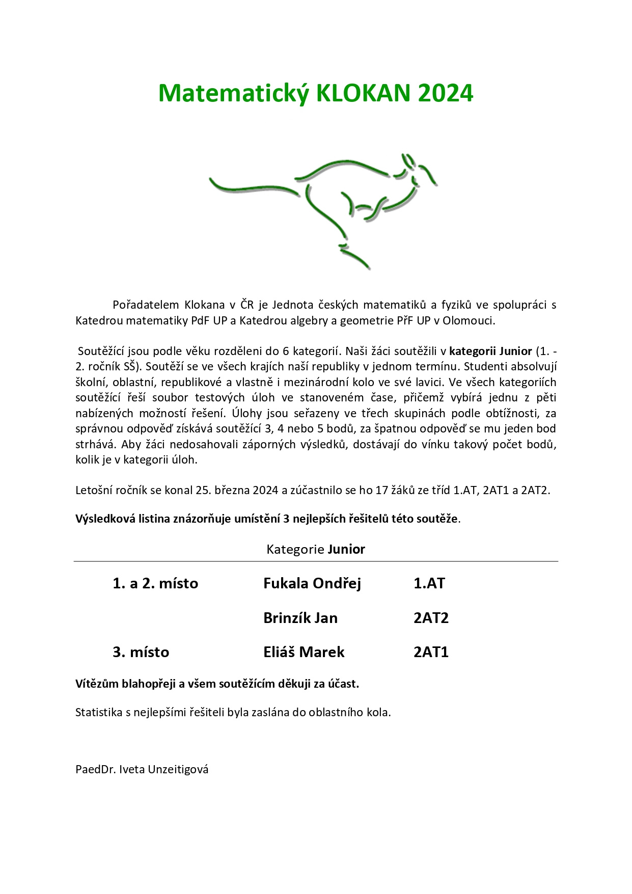 Matematický KLOKAN 2024